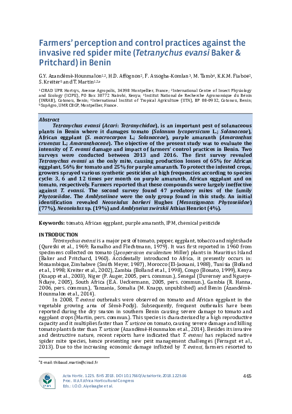 (PDF) Farmers’ perception and control practices against the invasive red spider mite ...