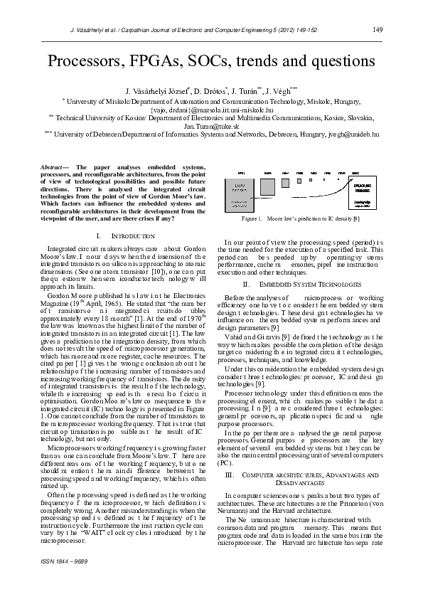 Pdf Processors Fpgas Socs Trends And Questions