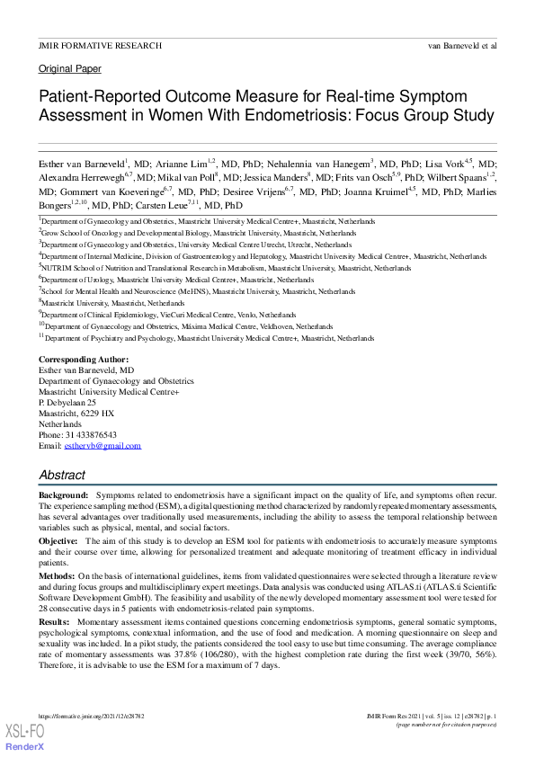 (PDF) Patient-Reported Outcome Measure for Real-time Symptom Assessment ...