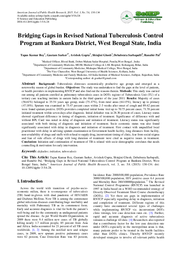 (PDF) Bridging Gaps in Revised National Tuberculosis Control Program at ...