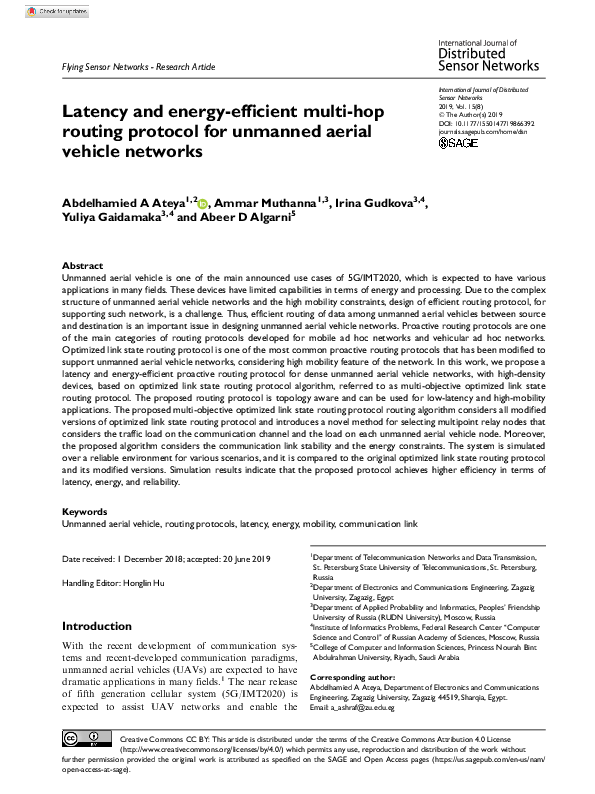 Pdf Latency And Energy Efficient Multi Hop Routing Protocol For Unmanned Aerial Vehicle Networks 8718