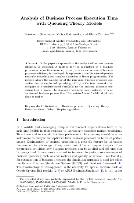 (PDF) Analysis of Business Process Execution Time with Queueing Theory ...