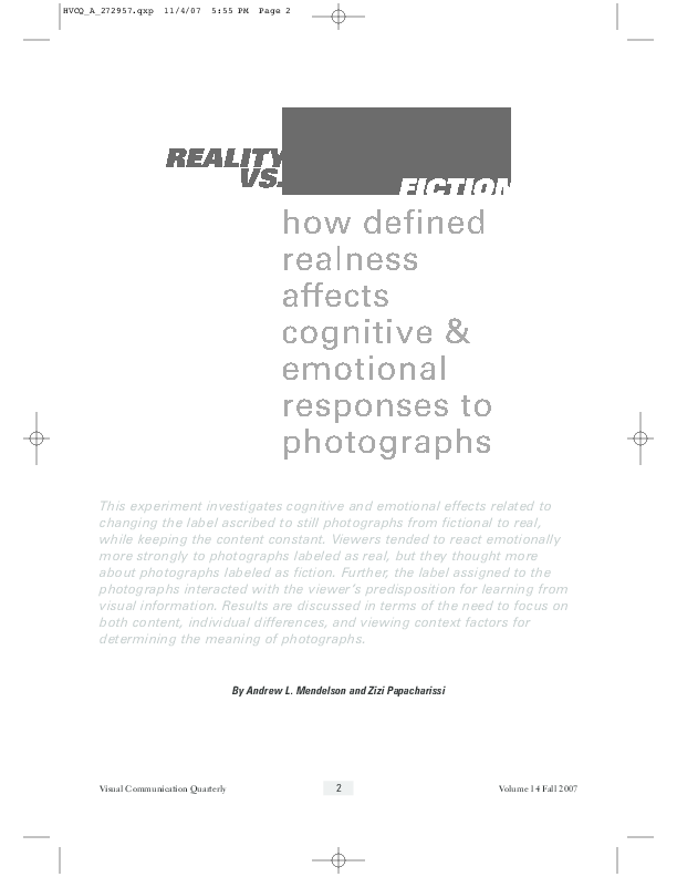 (PDF) Reality vs. fiction: How defined realness affects cognitive and ...