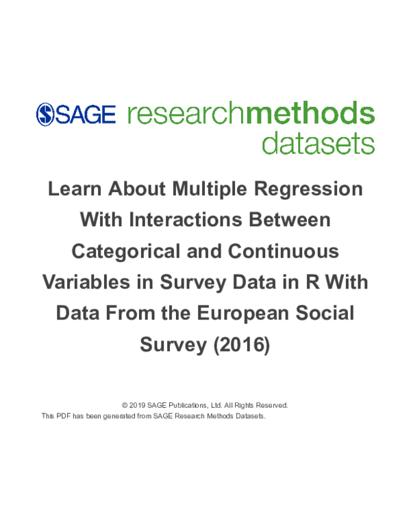 Pdf Learn About Multiple Regression With Interactions Between Continuous Variables In Survey