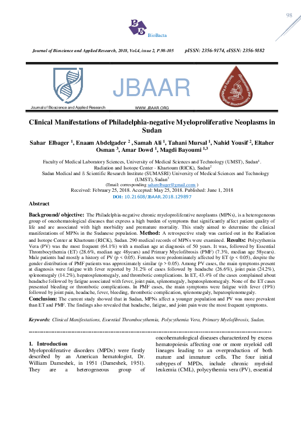 (PDF) Clinical Manifestations of Philadelphia-negative ...