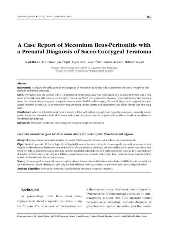 Pdf A Case Report Of Meconium Ileus Peritonitis With A Prenatal