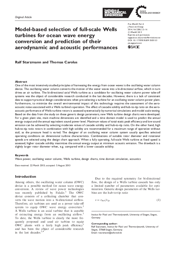 (PDF) Model-based selection of full-scale Wells turbines for ocean wave ...