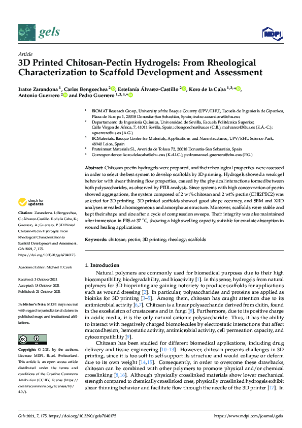 (PDF) 3D Printed Chitosan-Pectin Hydrogels: From Rheological Characterization to Scaffold ...