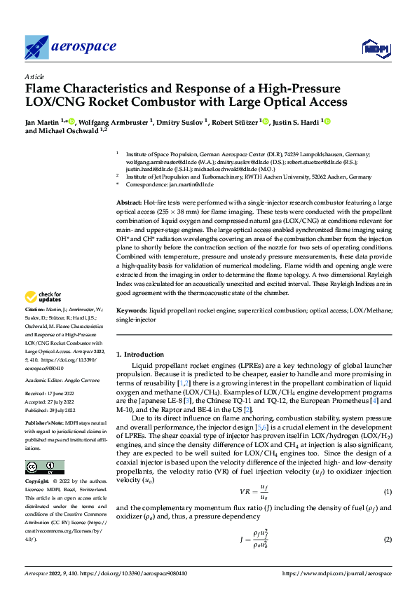 (PDF) Flame Characteristics and Response of a High-Pressure LOX/CNG ...