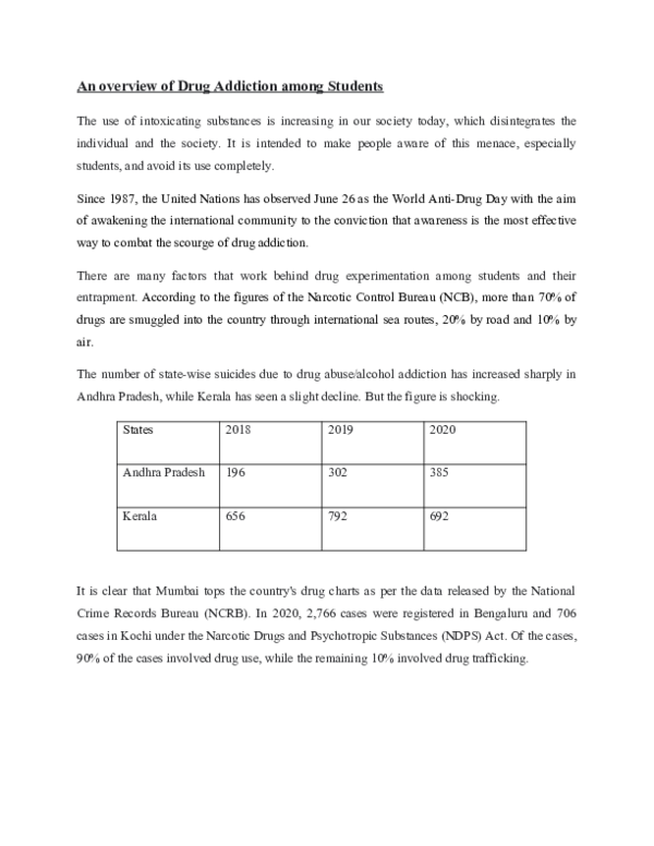 (DOC) An overview of Drug Addiction among Students