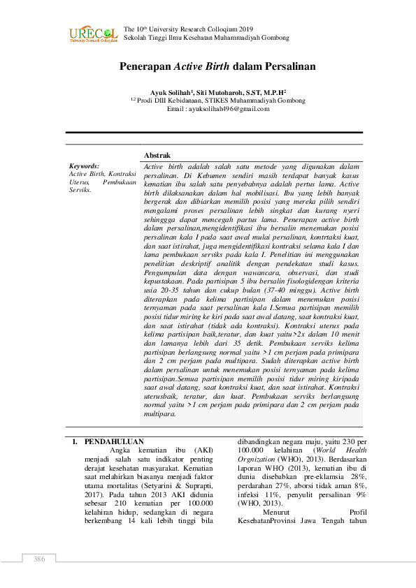 (PDF) Penerapan Active Birth dalam Persalinan