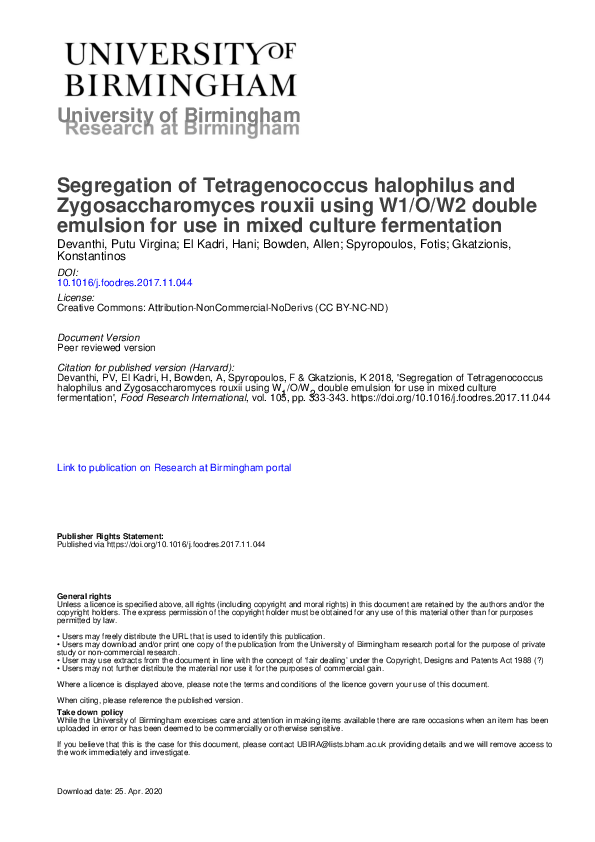 (PDF) Segregation of Tetragenococcus halophilus and Zygosaccharomyces ...