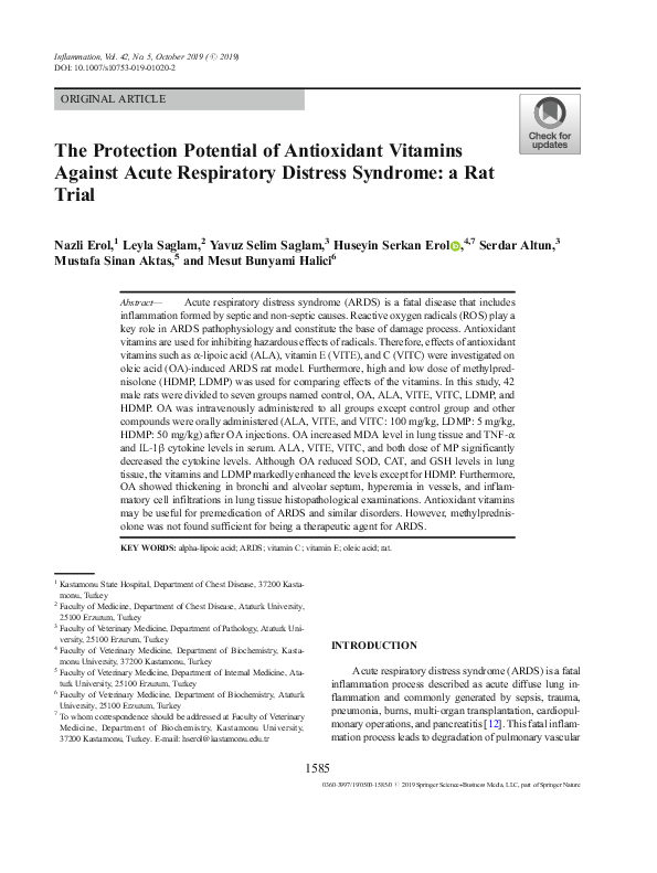 (PDF) The Protection Potential of Antioxidant Vitamins Against Acute ...