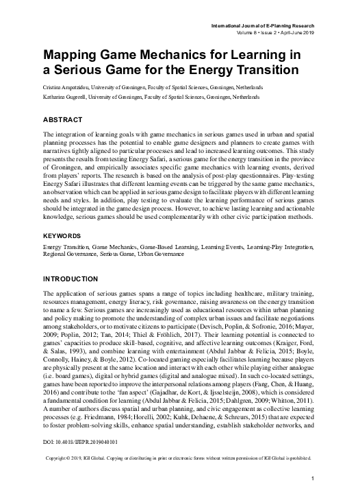 (PDF) Mapping Game Mechanics for Learning in a Serious Game for the Energy Transition