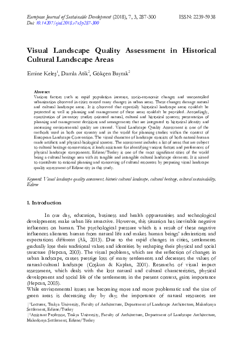 (PDF) Visual Landscape Quality Assessment in Historical Cultural ...