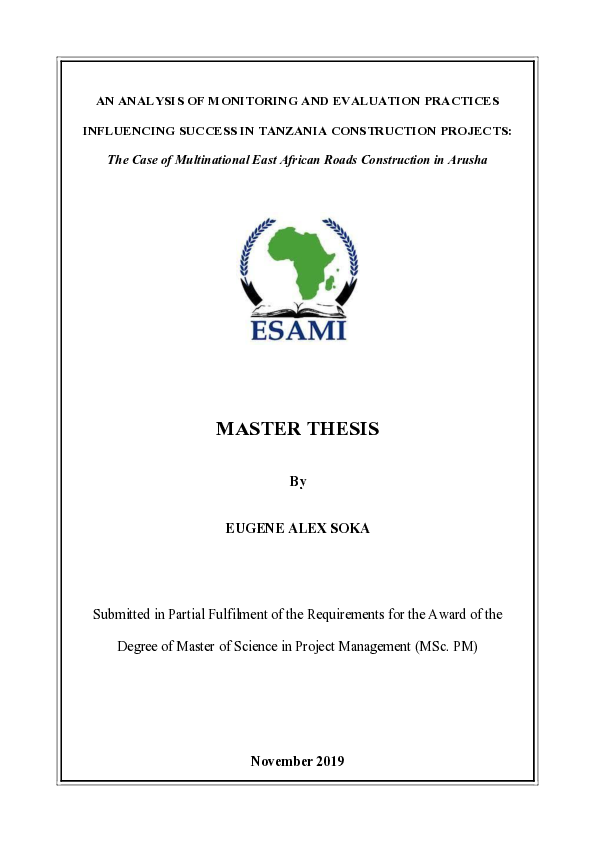 (PDF) AN ANALYSIS OF MONITORING AND EVALUATION PRACTICES INFLUENCING SUCCESS IN TANZANIA ...