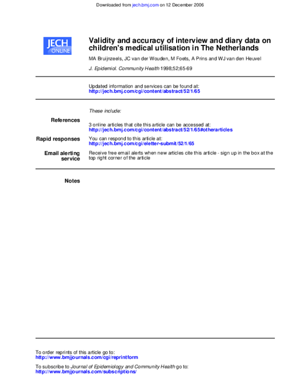(PDF) Validity and accuracy of interview and diary data on children's ...