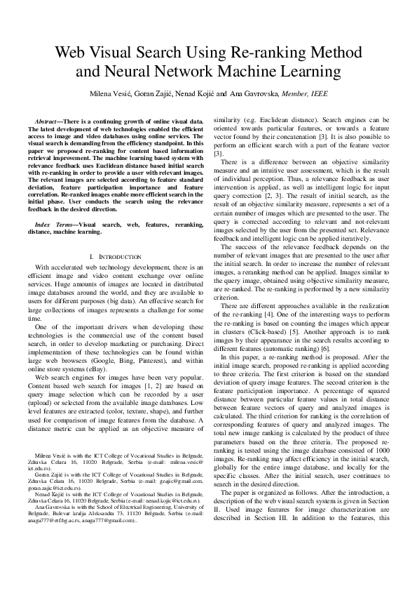 (PDF) Web Visual Search Using Re-ranking Method and Neural Network Machine Learning