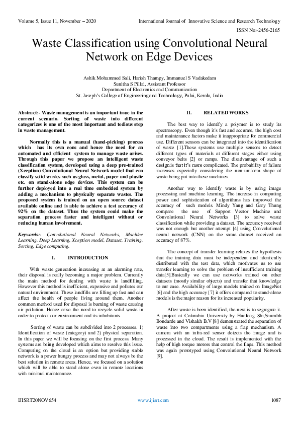 (PDF) Edge Device Waste Classification with CNN