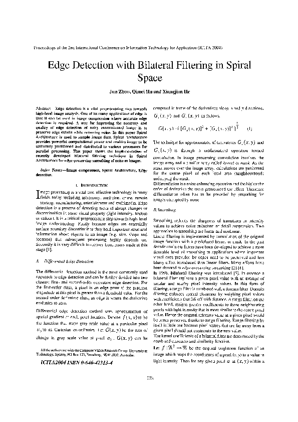 (PDF) Edge detection with bilateral filtering in spiral space