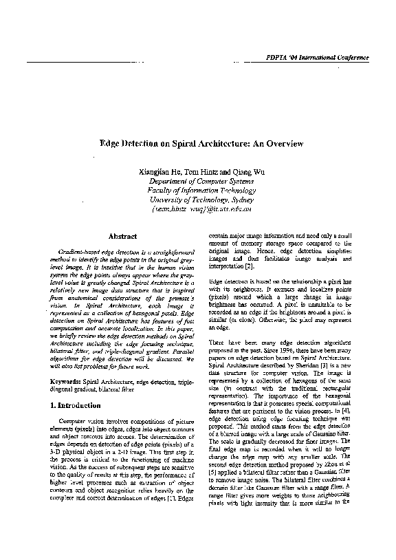 (PDF) Refining edge detection within spiral architecture | Xiangjian He - Academia.edu