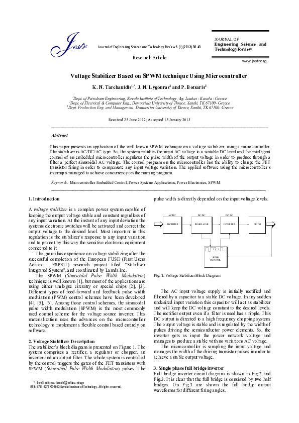 (PDF) Voltage Stabilizer Based on SPWM technique Using Microcontroller
