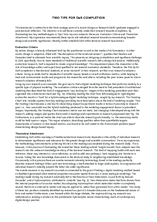 (PDF) Two Tips for DaR Completion