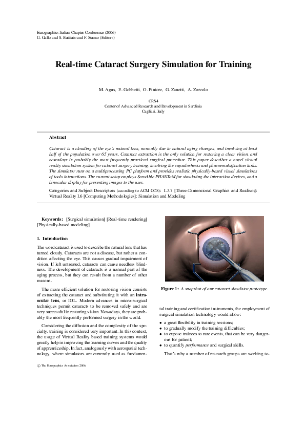 (PDF) Real-time Cataract Surgery Simulation for Training