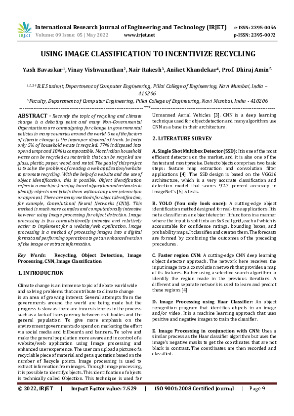(PDF) USING IMAGE CLASSIFICATION TO INCENTIVIZE RECYCLING
