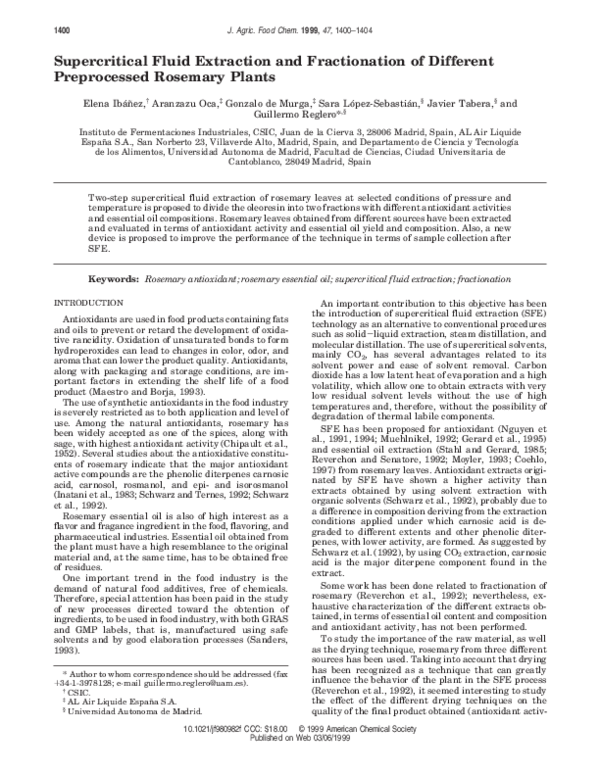 (PDF) Supercritical Extraction of Rosemary Oleoresin