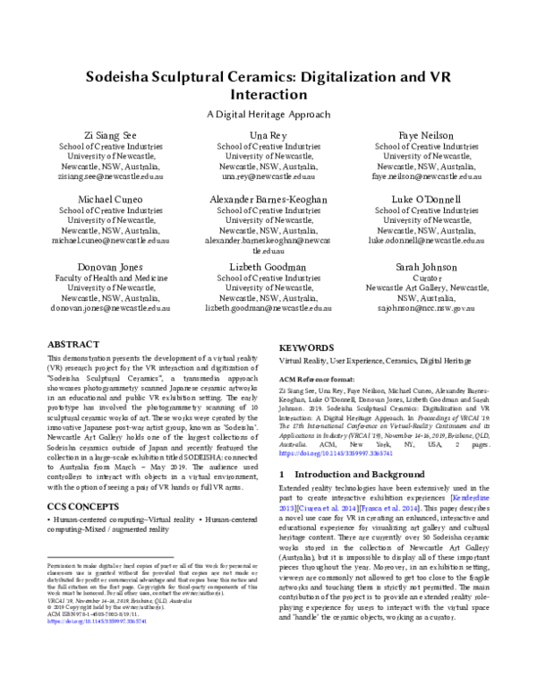 (PDF) Sodeisha Sculptural Ceramics: Digitalization and VR Interaction ...