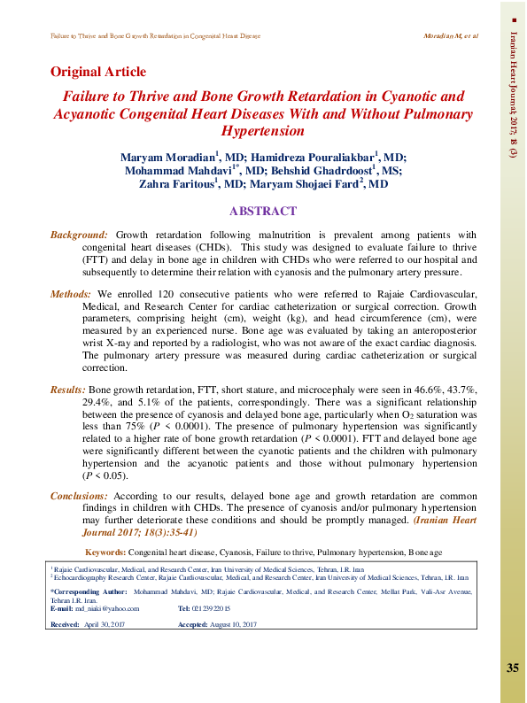 (PDF) Failure to Thrive and Bone Growth Retardation in Cyanotic and ...
