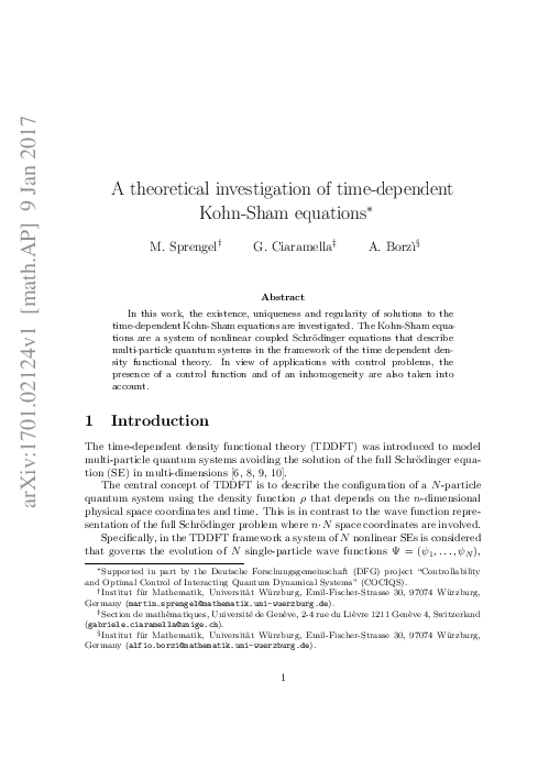(PDF) A Theoretical Investigation of Time-Dependent Kohn--Sham Equations