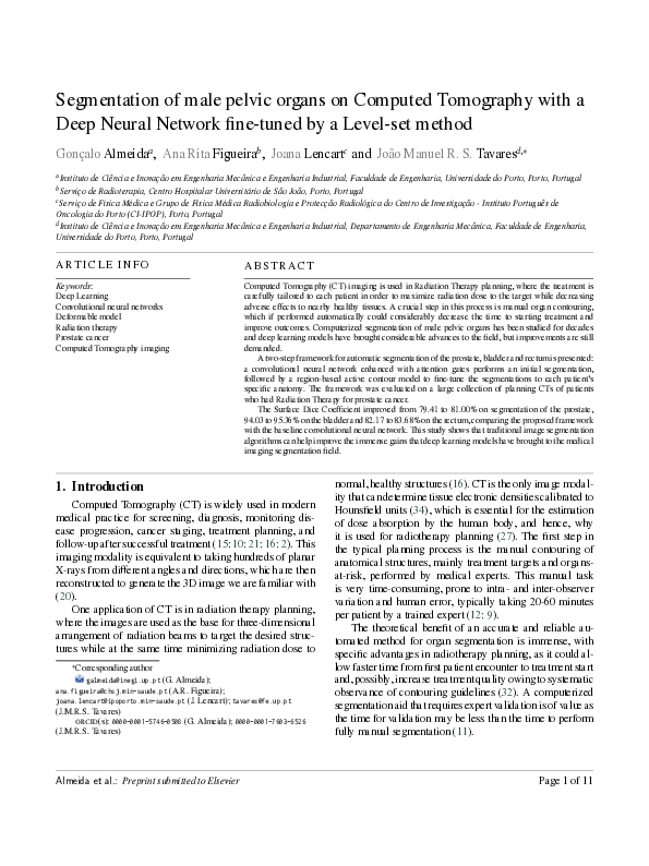Pdf Segmentation Of Male Pelvic Organs On Computed Tomography With A Deep Neural Network Fine