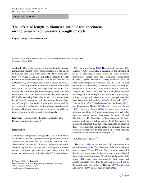 (PDF) The effect of length to diameter ratio of test specimens on the ...