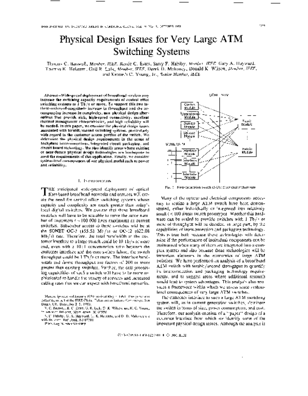 Pdf Physical Design Issues For Very Large Atm Switching Systems