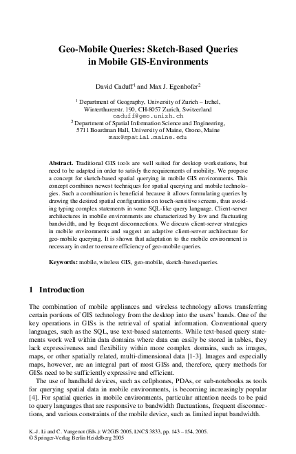 (PDF) Geo-Mobile Queries: Sketch-Based Queries in Mobile GIS-Environments