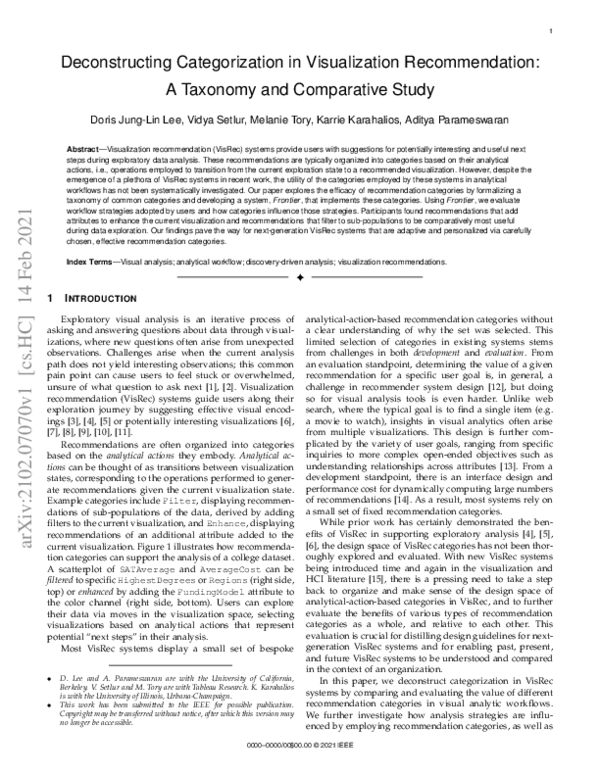 (PDF) Deconstructing Categorization in Visualization Recommendation: A Taxonomy and Comparative ...