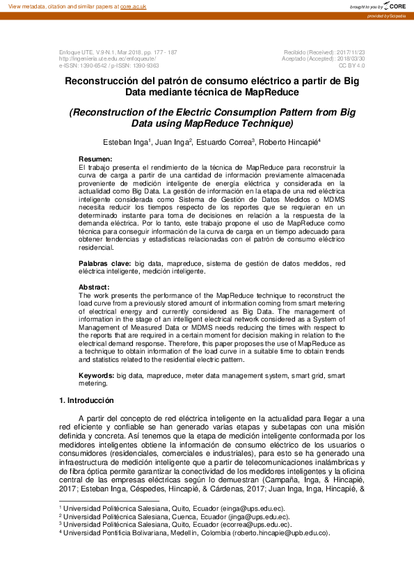Pdf Reconstruction Of The Electric Consumption Pattern From Big Data Using Mapreduce Technique