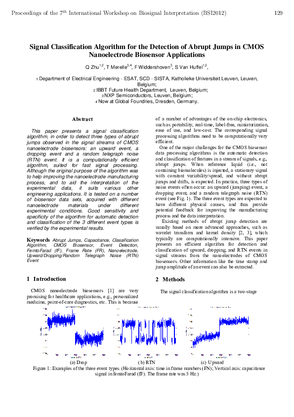 Pdf Signal Classification Algorithm For The Detection Of Abrupt Jumps