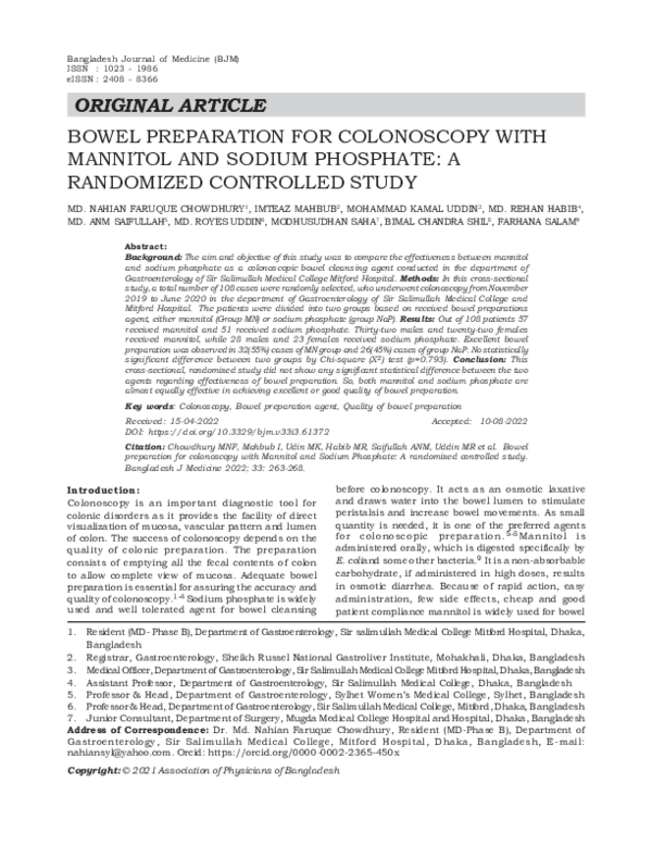 Pdf Bowel Preparation For Colonoscopy With Mannitol And Sodium
