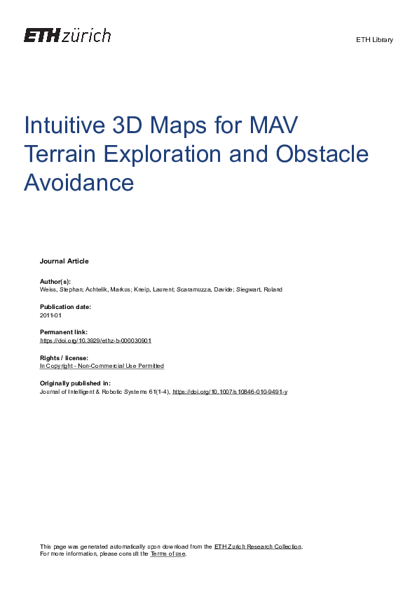 (PDF) Intuitive 3D Maps for MAV Terrain Exploration and Obstacle Avoidance