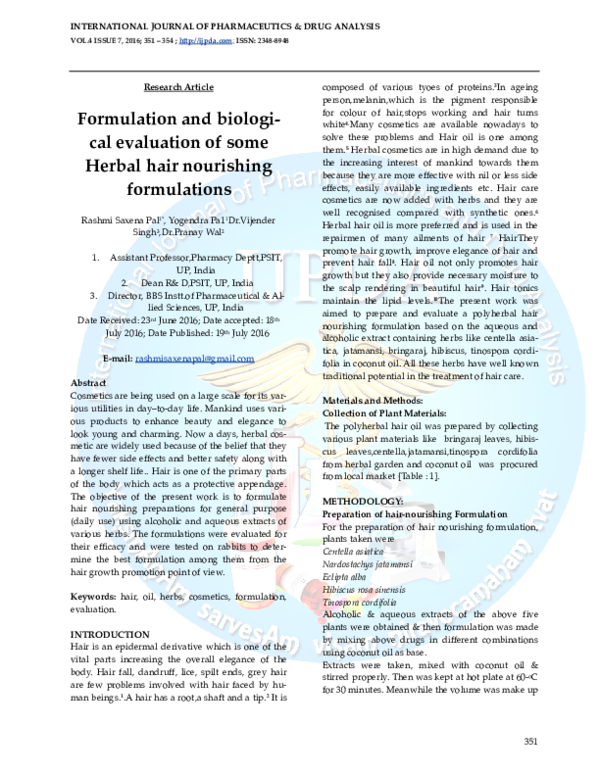 (PDF) Formulation and biologi-cal evaluation of some Herbal hair ...