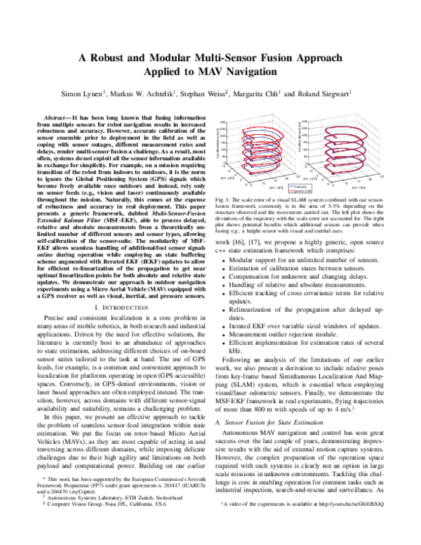 (PDF) A robust and modular multi-sensor fusion approach applied to MAV navigation