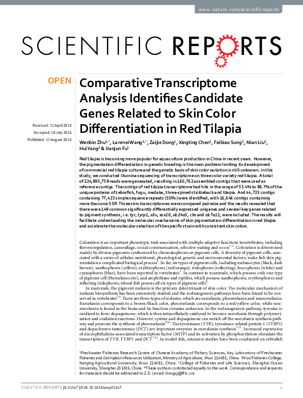Pdf Comparative Transcriptome Analysis Identifies Candidate Genes
