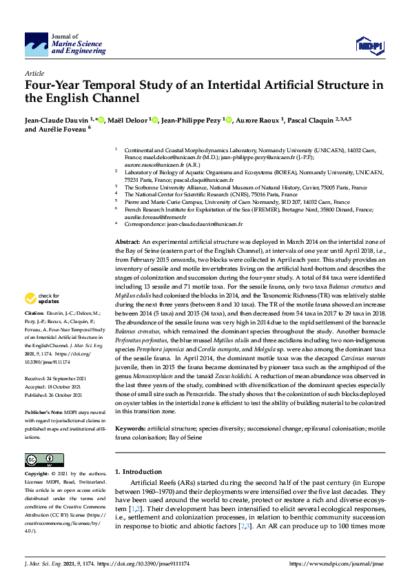 (PDF) Four-Year Temporal Study of an Intertidal Artificial Structure in the English Channel ...