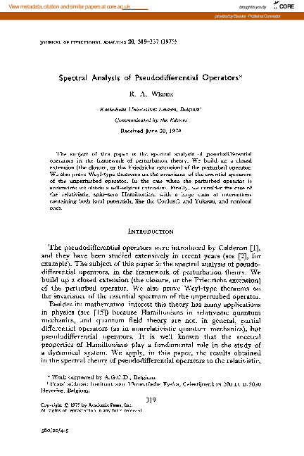 Pdf Spectral Analysis Of Pseudodifferential Operators