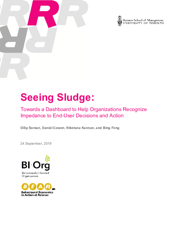 (PDF) Seeing Sludge: Towards a Dashboard to Help Organizations Recognize Impedance to End-User ...
