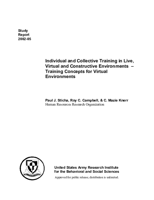 (PDF) Individual and Collective Training in Live, Virtual and Constructive Environments ...