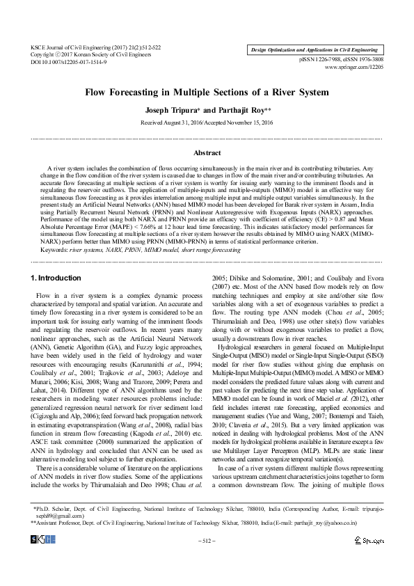 (PDF) Flow forecasting in multiple sections of a river system